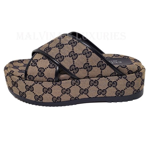 Gucci | Shoes | Gucci Shoes Angelina Gg Supreme Canvas Platform Slides ...
